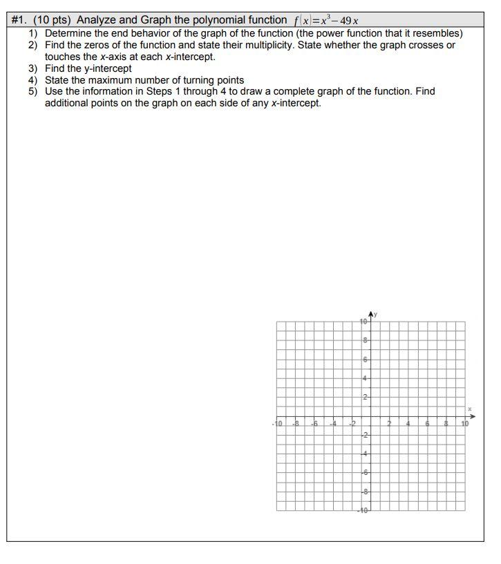 Solved \#1. (10 pts) Analyze and Graph the polynomial | Chegg.com