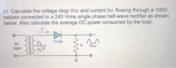 Solved Q1. Calculate the voltage drop VDC and current IDC | Chegg.com