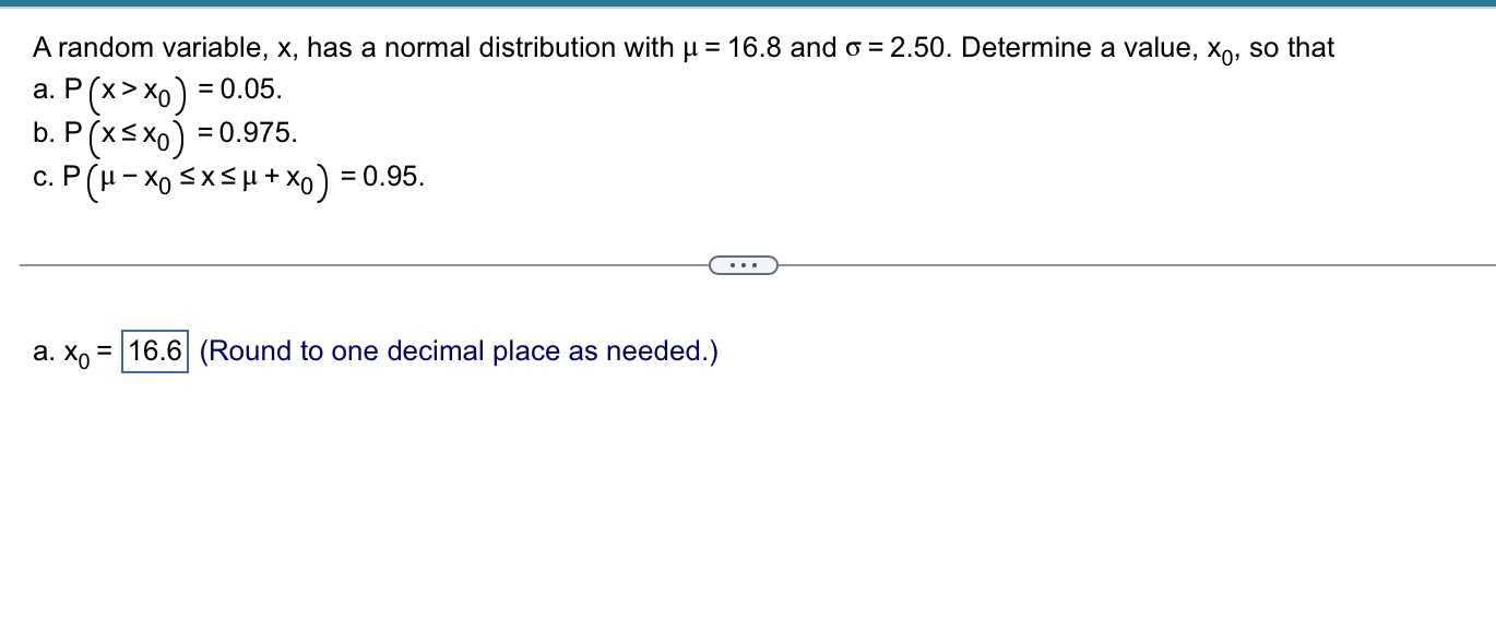 Solved A random variable, x, ﻿has a normal distribution with | Chegg.com
