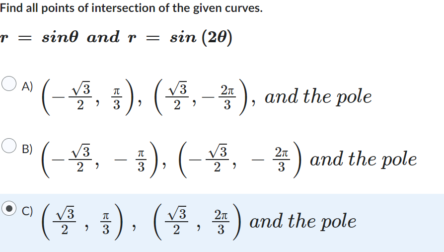 Solved Find all points of intersection of the given curves. | Chegg.com