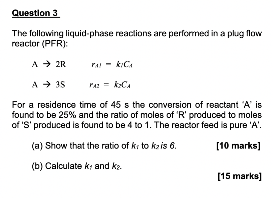 Solved The following liquid-phase reactions are performed in | Chegg.com
