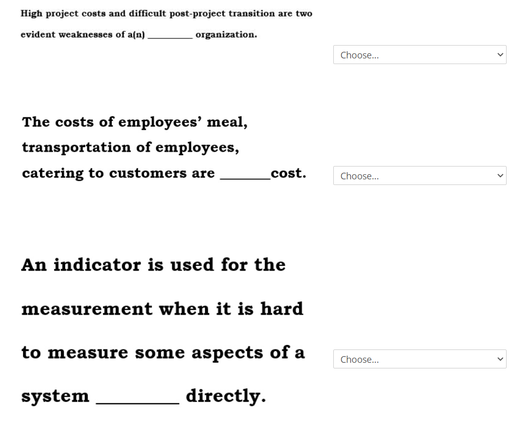 Solved High project costs and difficult post-project | Chegg.com
