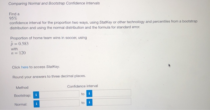 Solved Comparing Normal and Bootstrap Confidence Intervals | Chegg.com