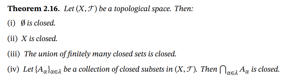 Solved Theorem 2.16. Let (X,J) be a topological space. Then: | Chegg.com