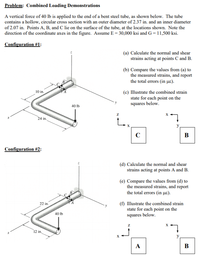 Problem: Combined Loading Demonstrations A vertical | Chegg.com