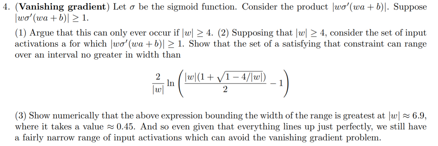 4. (Vanishing gradient) Let o be the sigmoid | Chegg.com