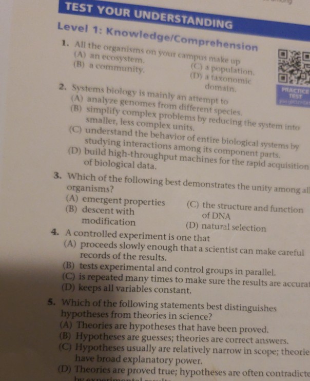 Solved TEST YOUR UNDERSTANDING Level 1: | Chegg.com