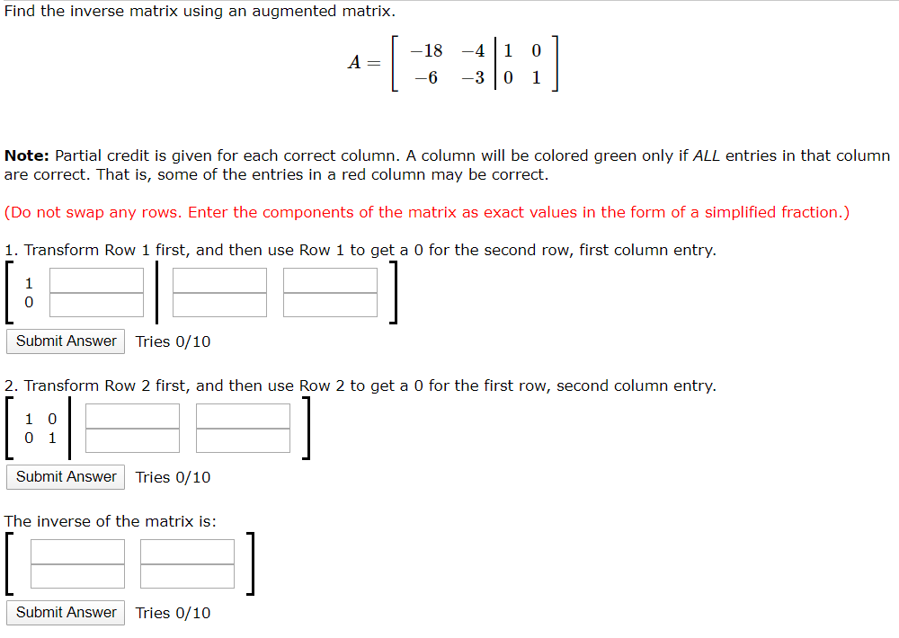 Solved Find the inverse matrix using an augmented matrix. A | Chegg.com