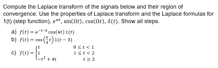 Solved Compute the Laplace transform of the signals below | Chegg.com