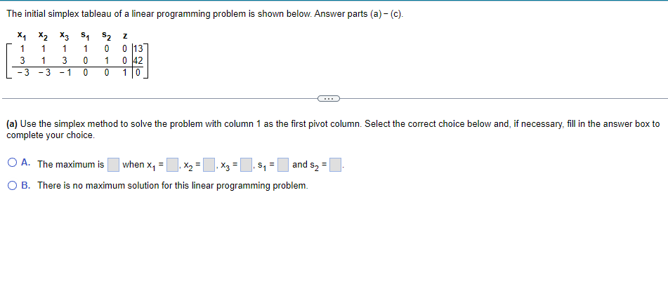 Solved The initial simplex tableau of a linear programming | Chegg.com