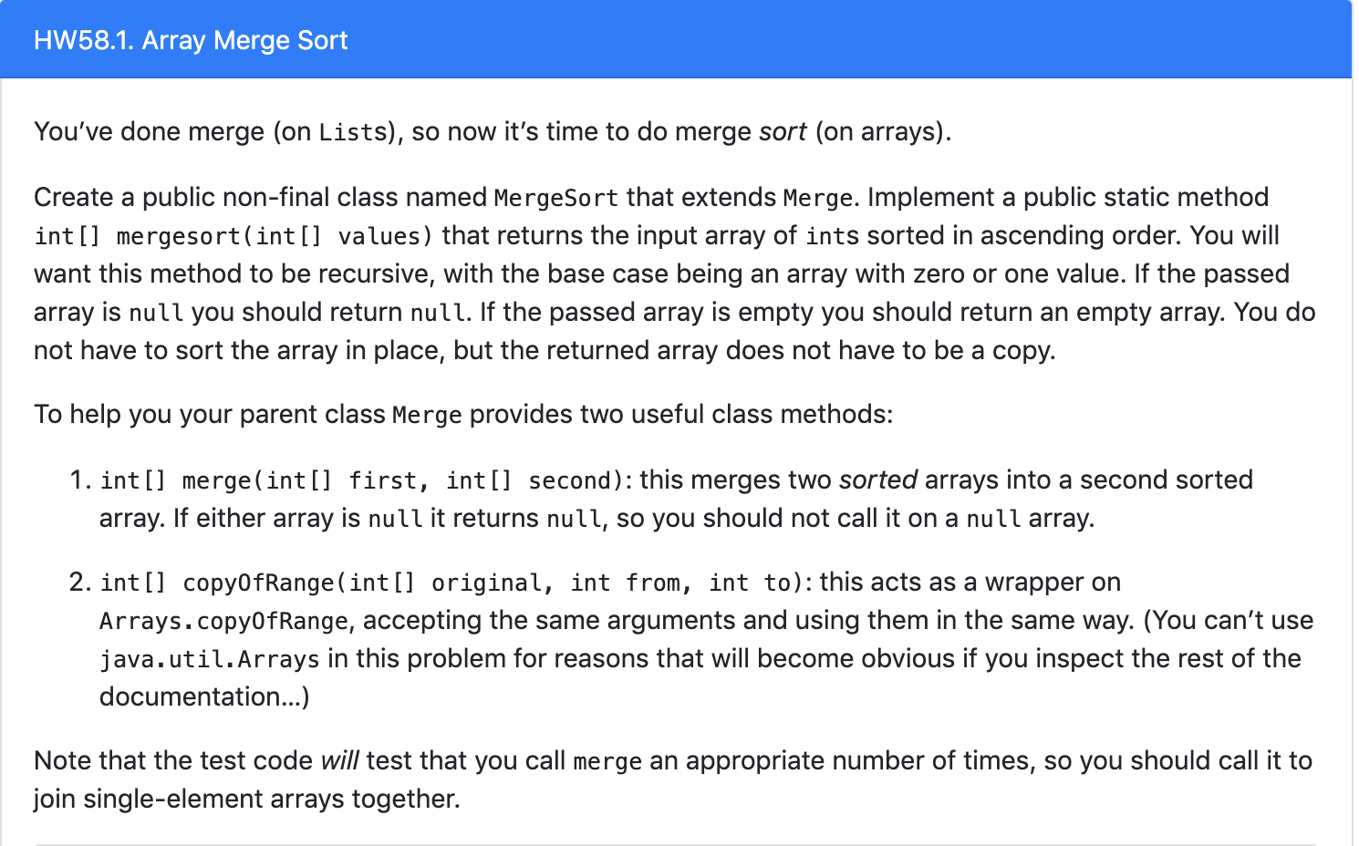 Solved Hw581 Array Merge Sort Youve Done Merge On