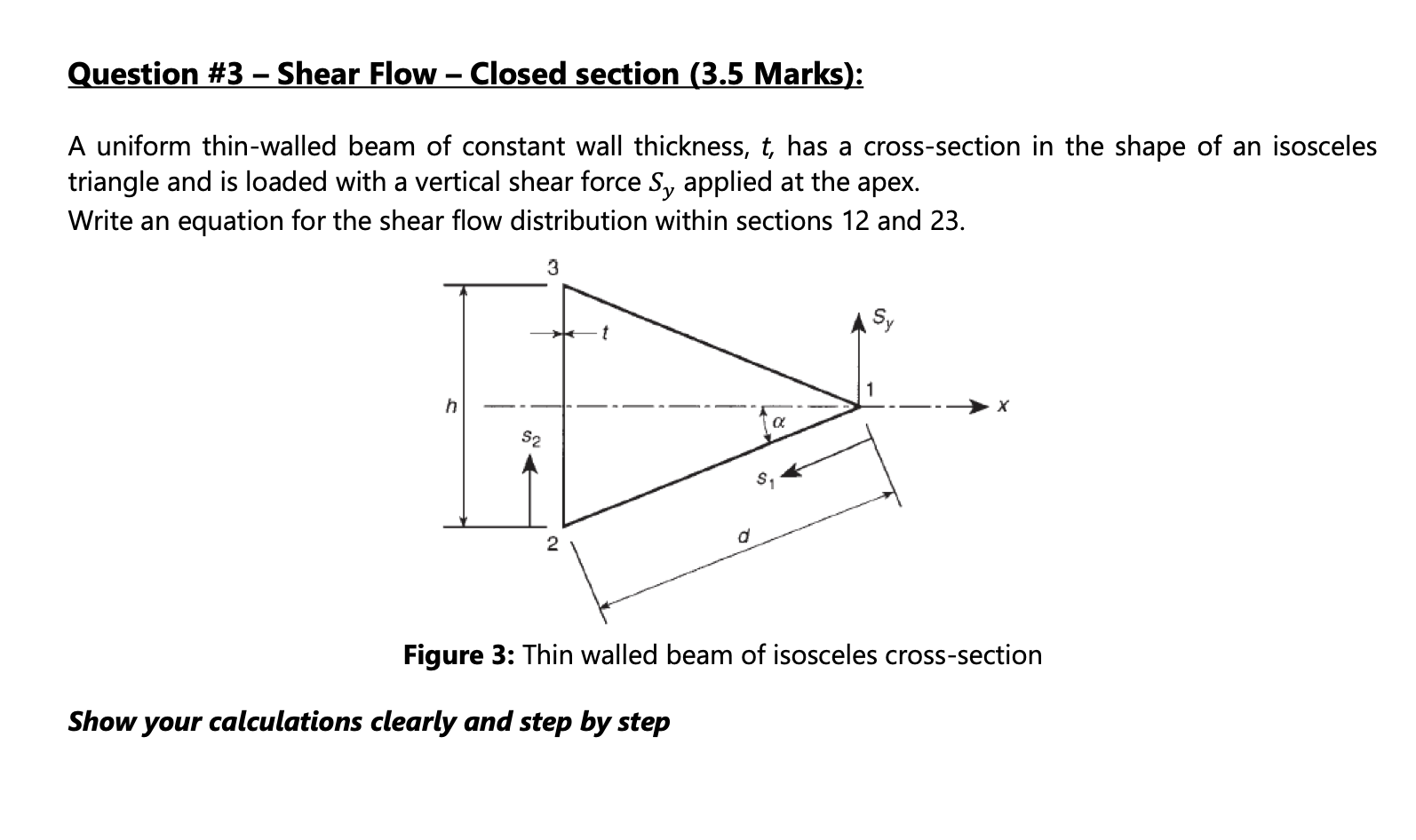 Solved A Uniform Thin Walled Beam Of Constant Wall