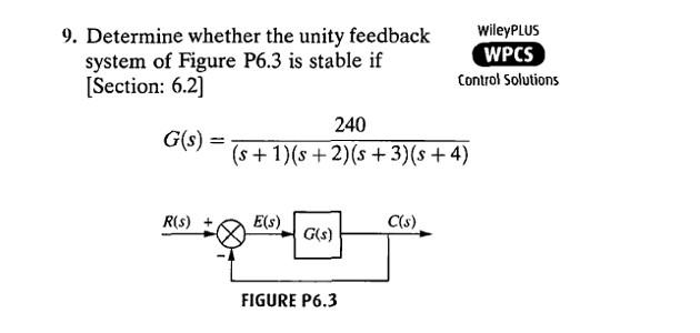 Solved 9. Determine whether the unity feedback system of | Chegg.com