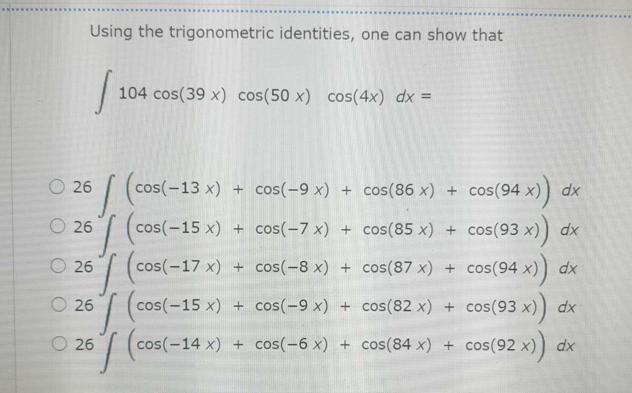 Solved Using the trigonometric identities, one can show that | Chegg.com