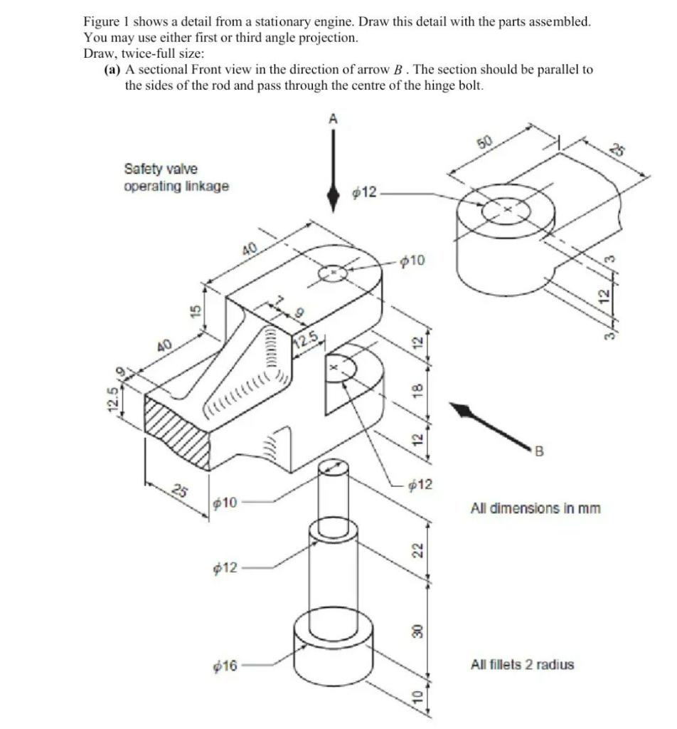 Solved Figure 1 shows a detail from a stationary engine. | Chegg.com