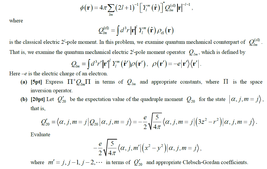 Solved 4.[25pt] Electric multipole moments In classical | Chegg.com