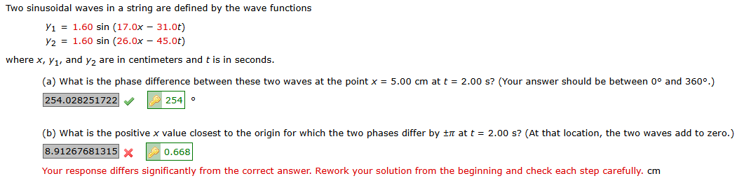 Solved Two sinusoidal waves in ﻿a string are defined by ﻿the | Chegg.com