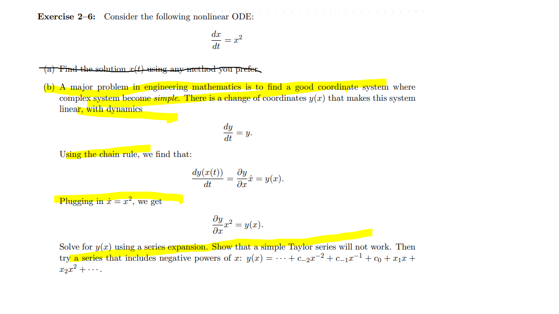Solved Exercise 2 6 Consider The Following Nonlinear Ode