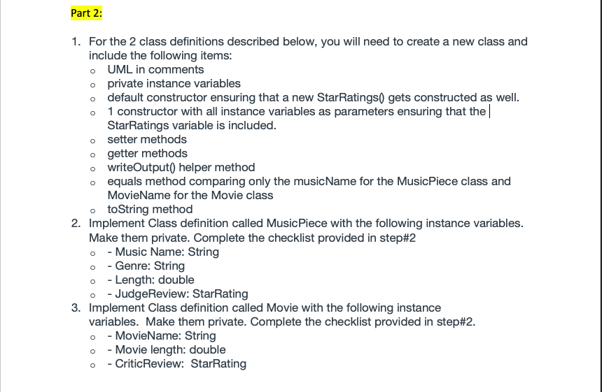 Solved Part 1: 1. Create a class definition called | Chegg.com