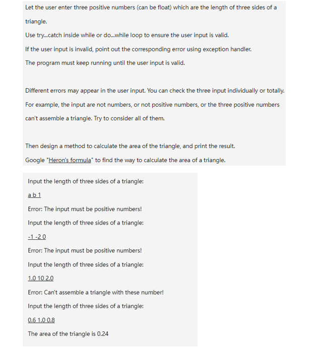 Solved Let the user enter three positive numbers (can be | Chegg.com