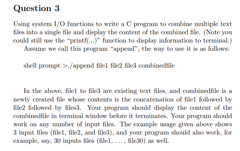 Solved please write it in C and use system I/O functions | Chegg.com
