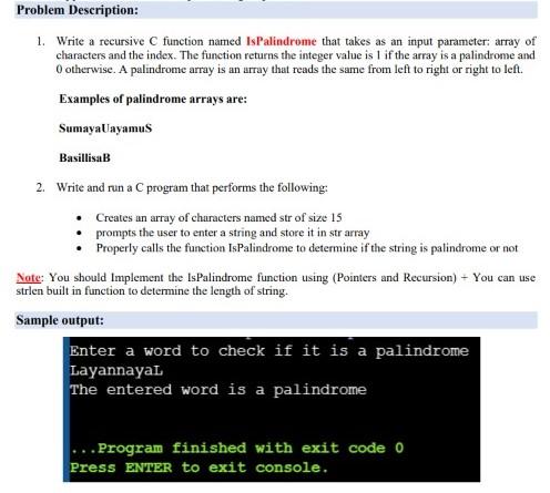 Solved Problem Description: 1. Write a recursive function | Chegg.com