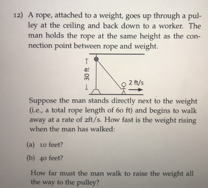 Solved 12) A rope, attached to a weight, goes up through a | Chegg.com