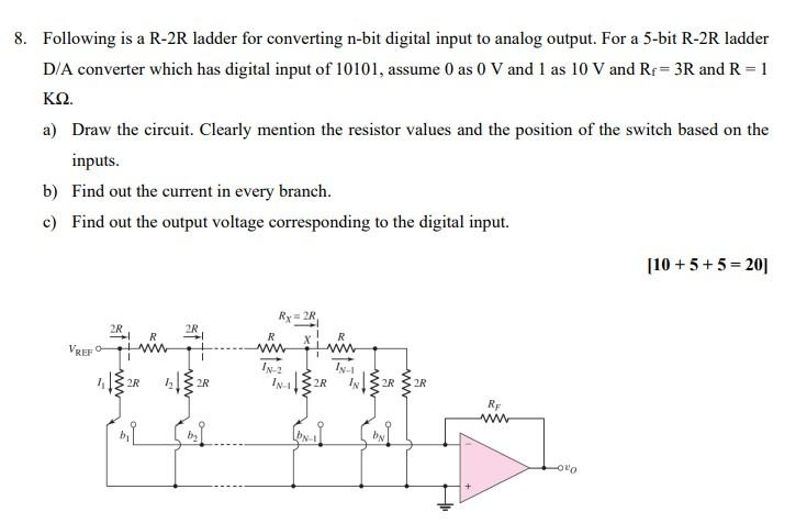 Solved 8. Following is a R-2R ladder for converting n-bit | Chegg.com
