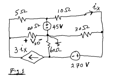 Solved Find the voltage V20 across the 20 Ω resistor in the | Chegg.com