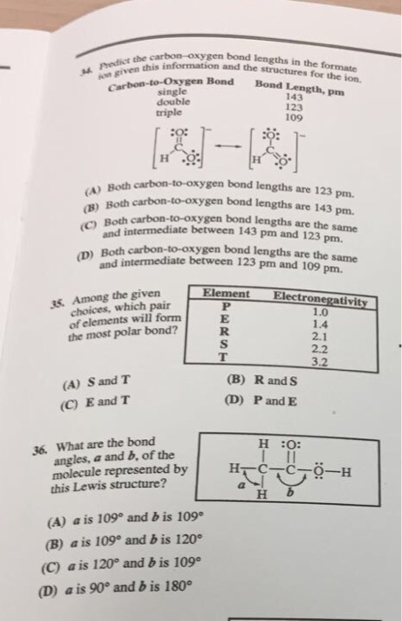 Solved the carbon -oxygen bond ven this information and the | Chegg.com