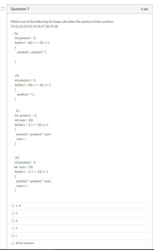 Solved D Question 7 3 pts Which one of the following for | Chegg.com