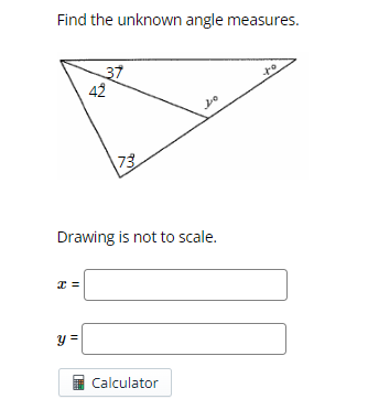 Solved Find the unknown angle measures. Drawing is not to | Chegg.com