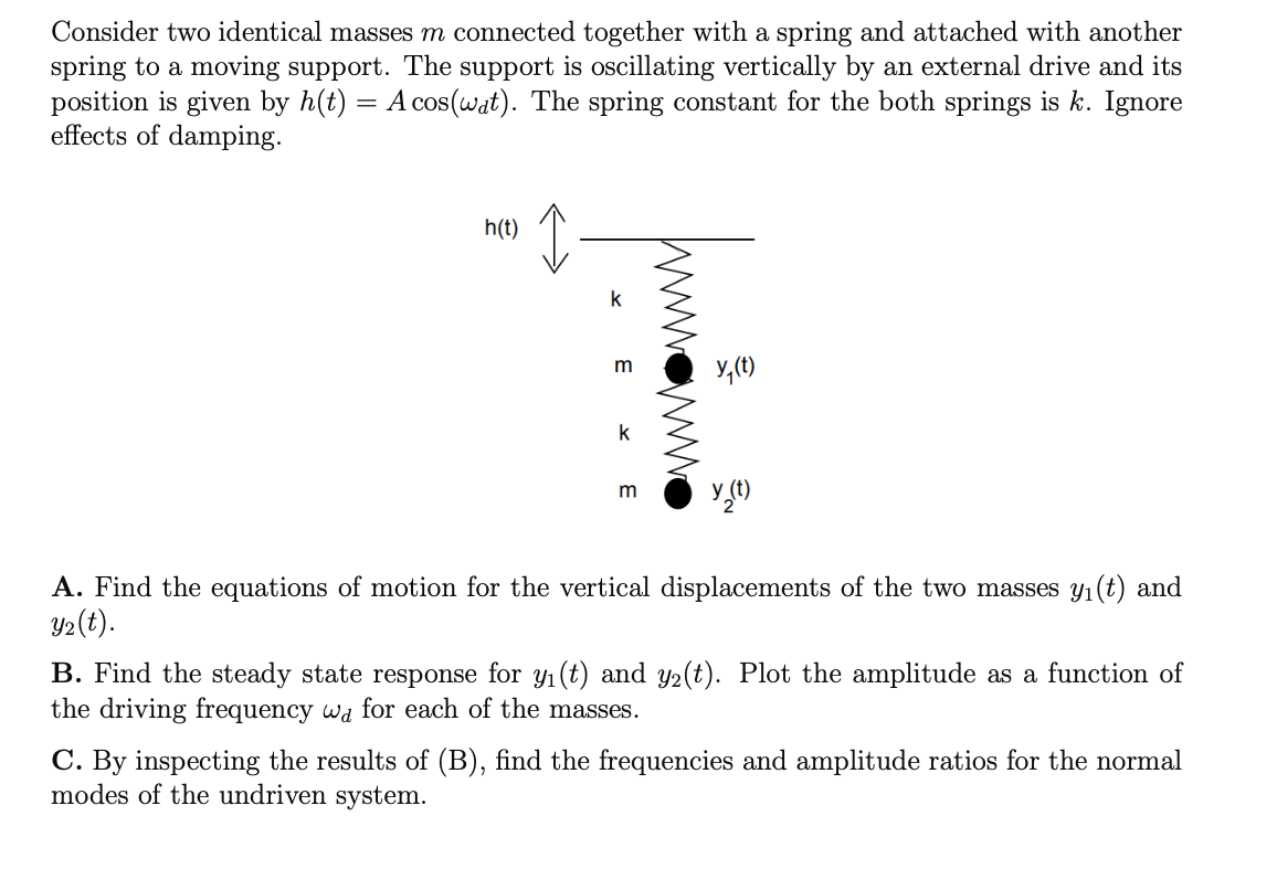Solved Consider two identical masses m connected together | Chegg.com