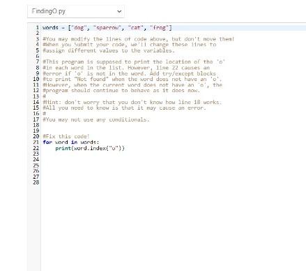 Solved Findingo py 1 words - ["dag", sparrow", "cat", | Chegg.com