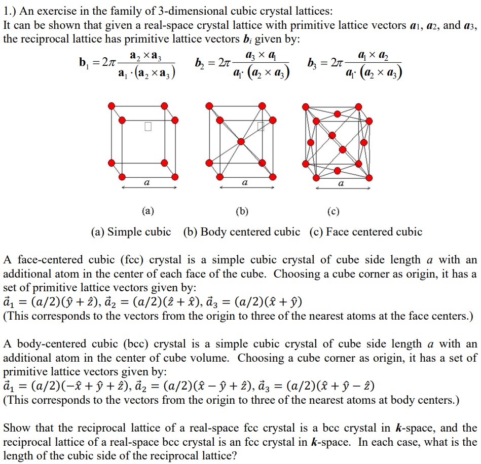 Solved 1.) An exercise in the family of 3-dimensional cubic | Chegg.com