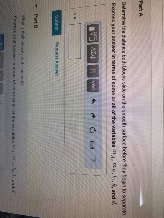 Solved block A has a mass mA and is attached to a spring | Chegg.com