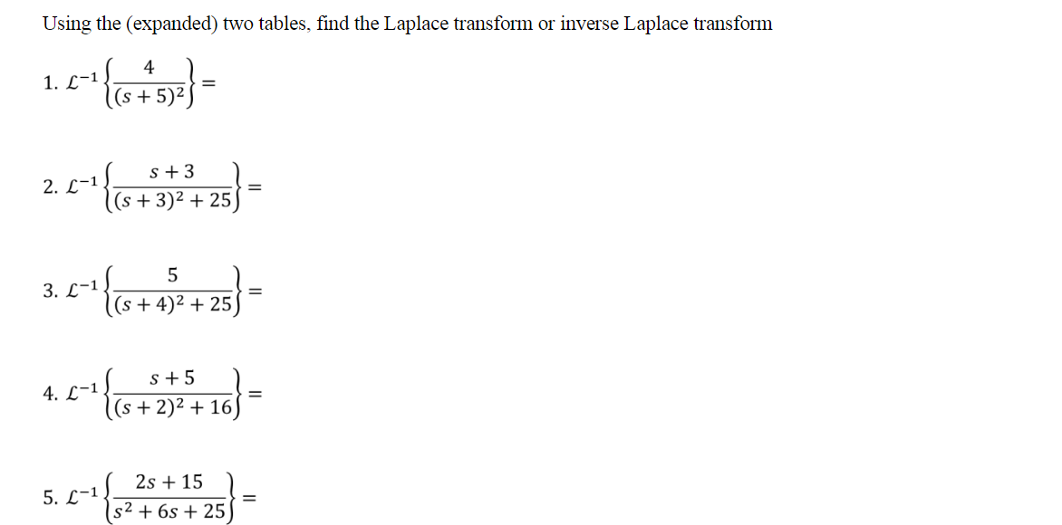 Solved Using the (expanded) two tables, find the Laplace | Chegg.com