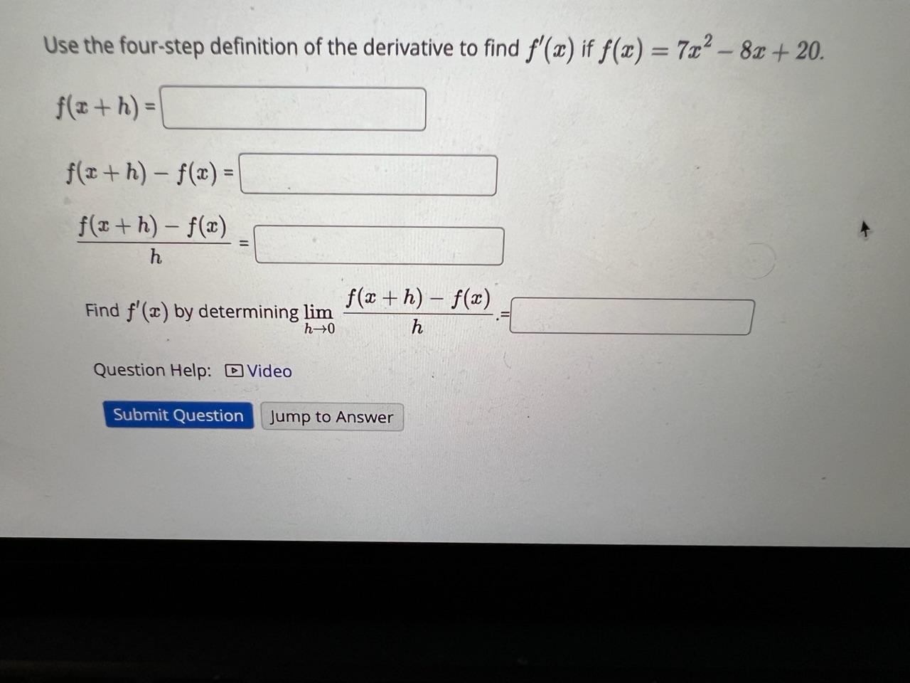 Solved Use the four-step definition of the derivative to | Chegg.com