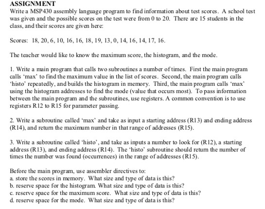 Can Someone Write Msp430 Assembly Language Program By 4767
