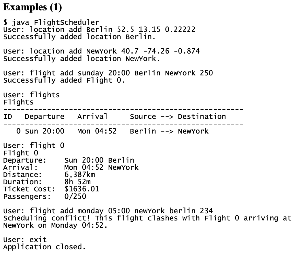 Solved Java Task Your task is to create a flight scheduler | Chegg.com