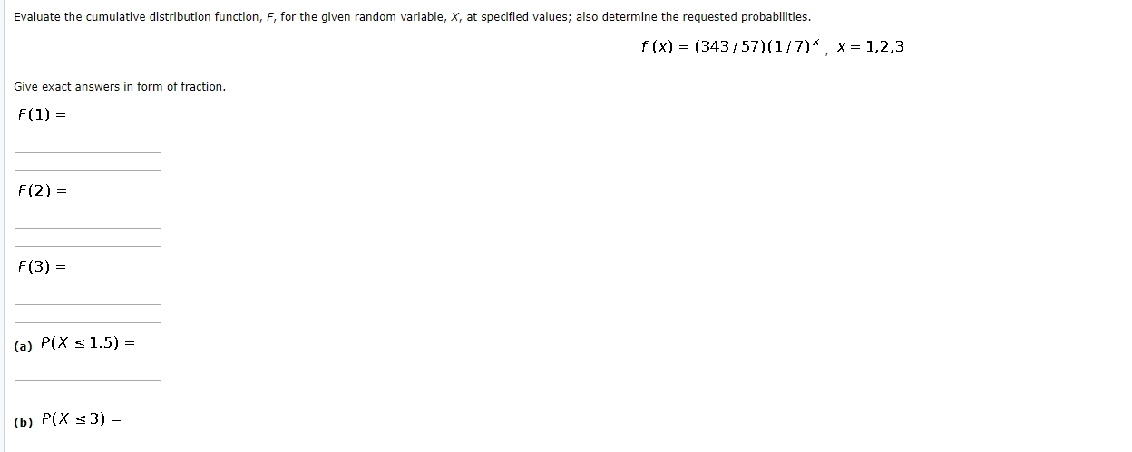 Solved Evaluate The Cumulative Distribution Function F For
