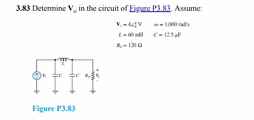 Solved 3.83 Determine Vo in the circuit of Figure P3.83. | Chegg.com
