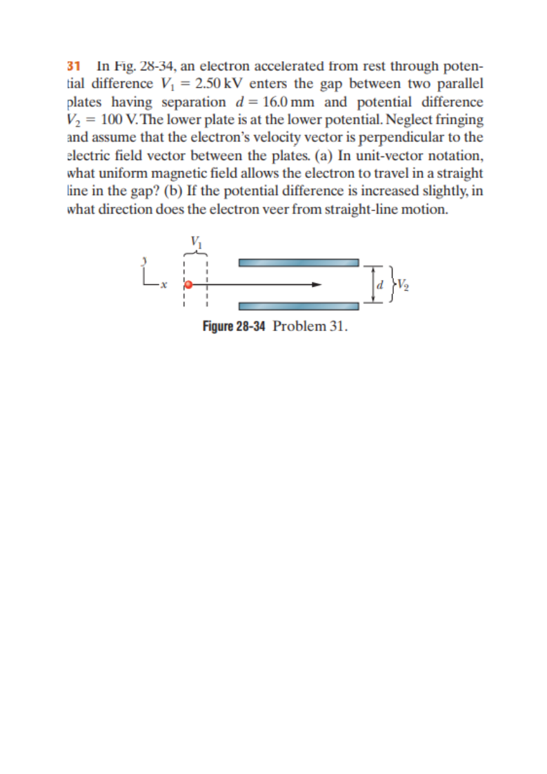 Solved Fig. 28-34, an electron accelerated from rest through | Chegg.com
