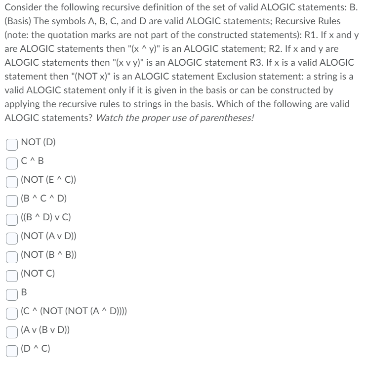 Solved Consider the following recursive definition of the | Chegg.com