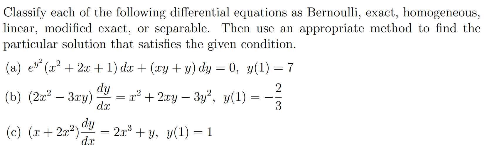 Solved Classify each of the following differential equations | Chegg.com