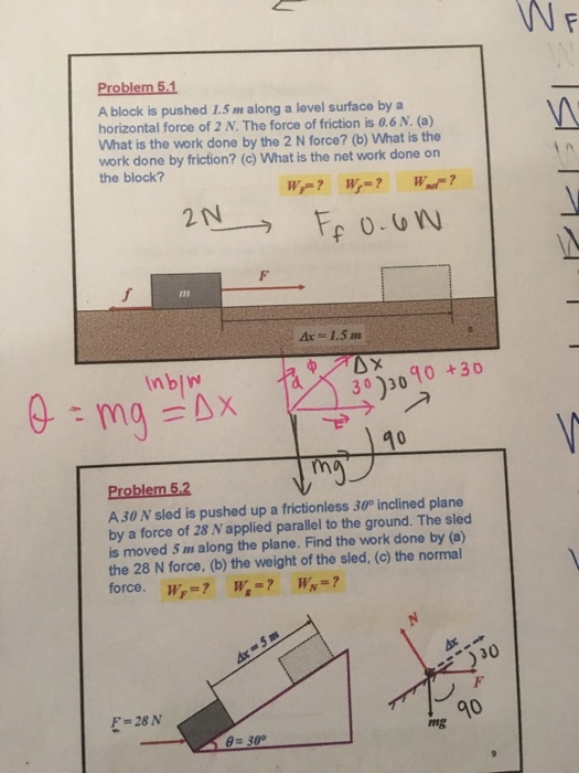 Solved A block is pushed 1.5 m along a level surface by a | Chegg.com