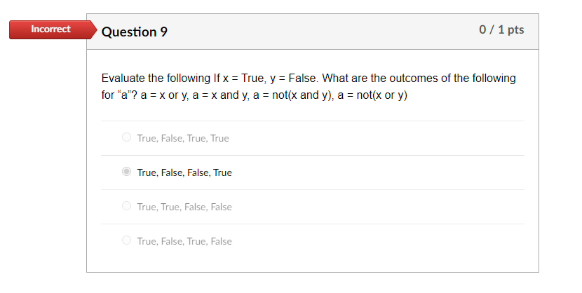 Solved Evaluate the following If x = True, y = False. What | Chegg.com