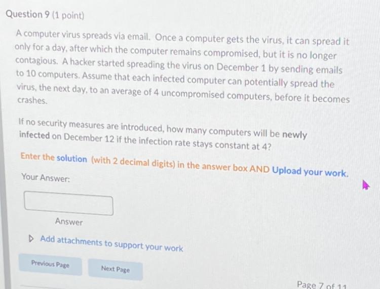 Solved A computer virus spreads via email. Once a computer | Chegg.com