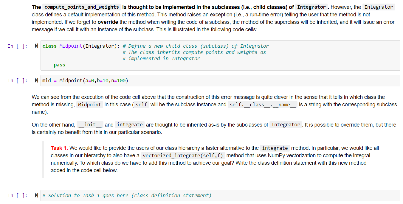 Solved Defining classes for numerical integration As | Chegg.com