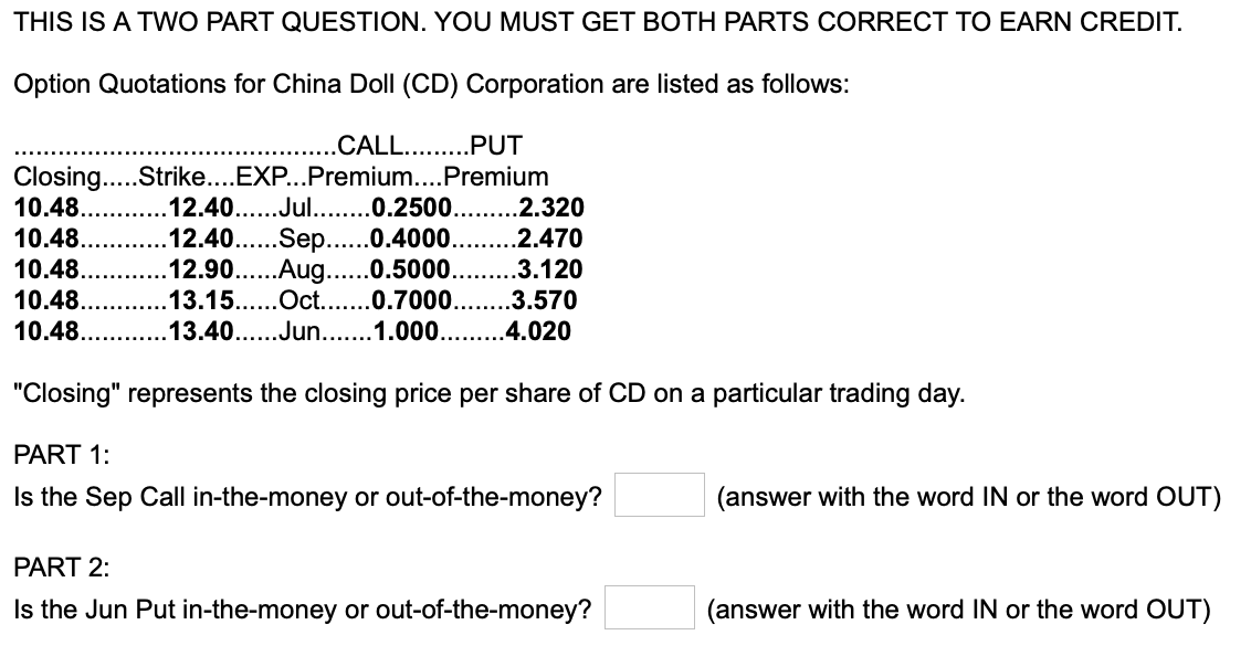 Solved THIS IS A TWO PART QUESTION. YOU MUST GET BOTH PARTS | Chegg.com